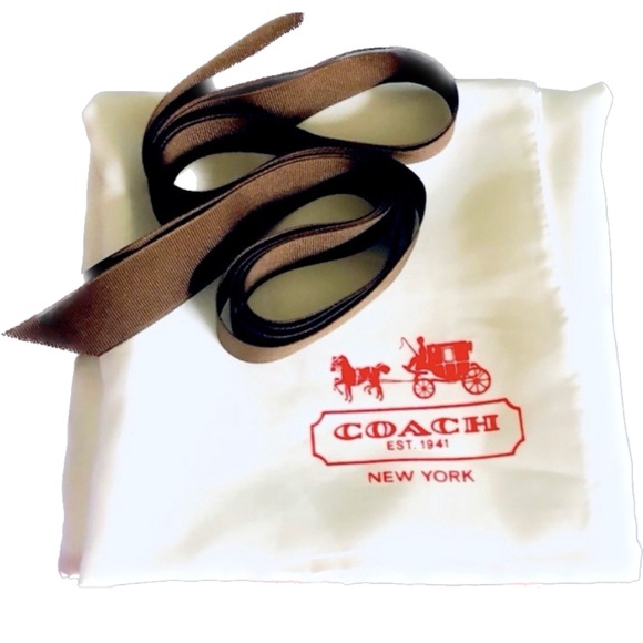 Coach | Bags | Coach Red Drawstring Satin Dustbag Brown Coach Ribbon ...